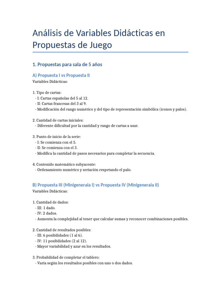 Variables Didacticas Juegos | PDF | Matemáticas Aplicadas