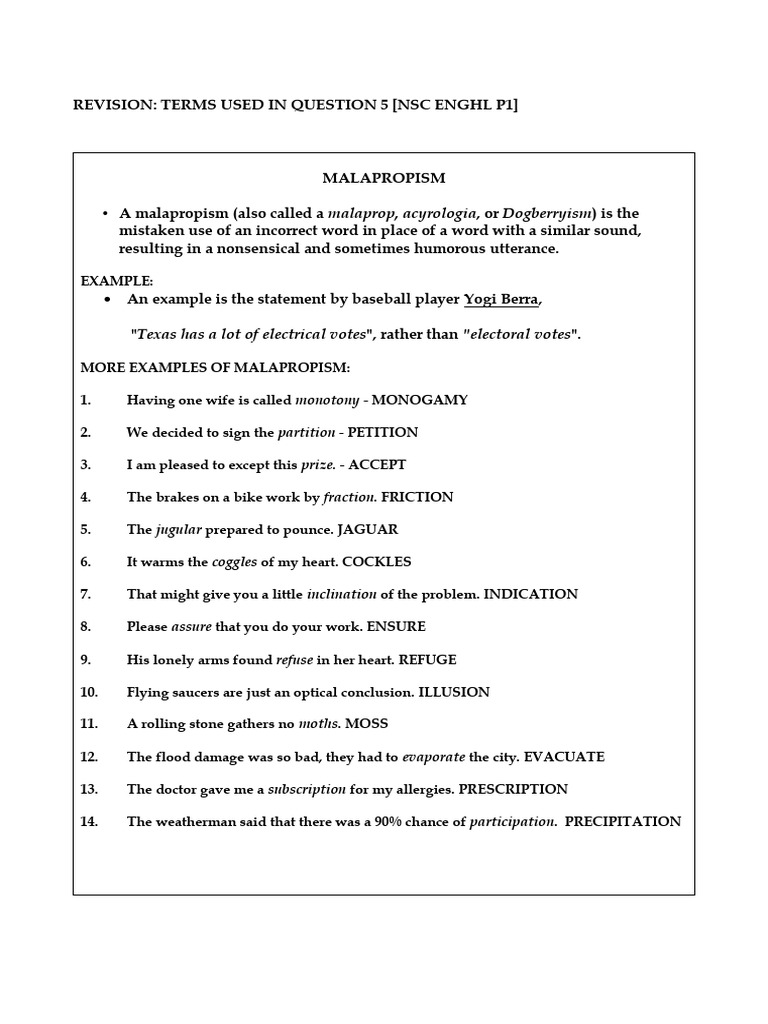 Malapropism (2) | PDF