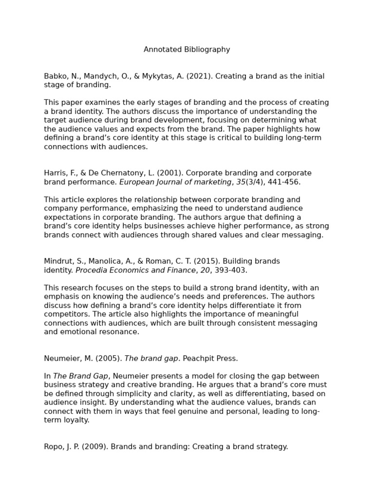 2.8 Annotated Bibliography | PDF | Brand | Communication