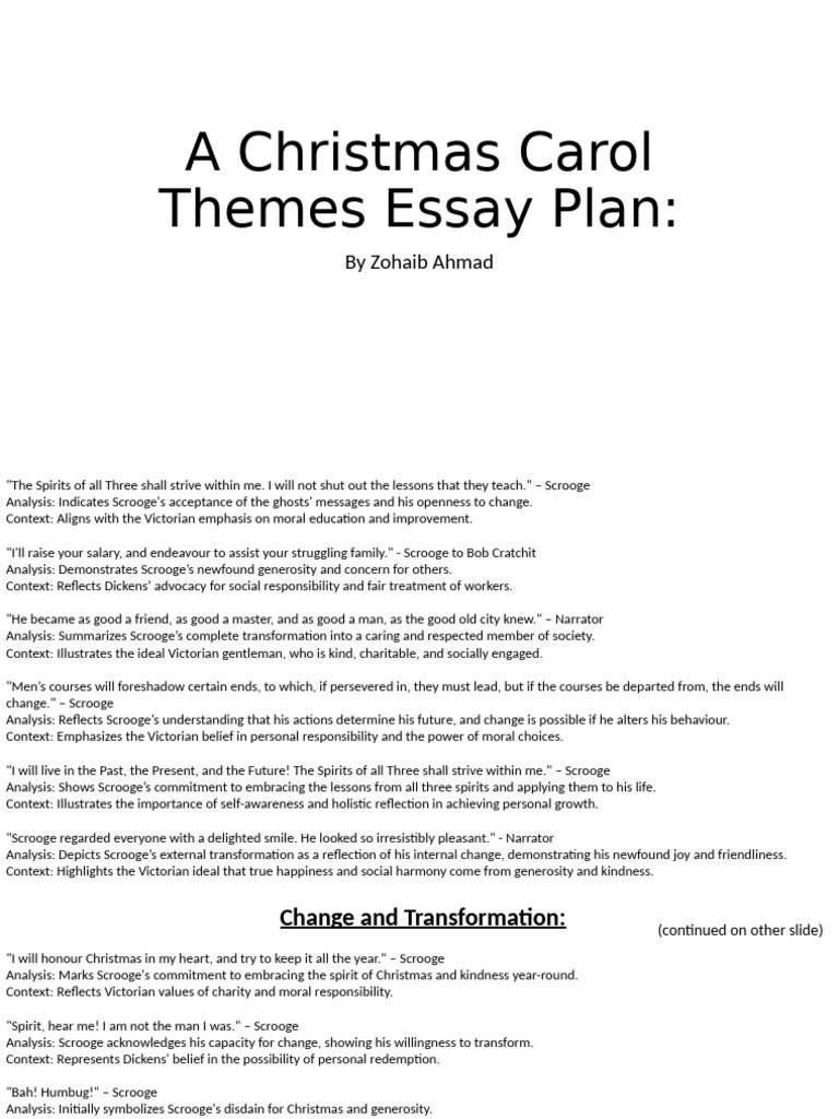 A Christmas Carol Themes Essay Plan | PDF | Ebenezer Scrooge | A ...
