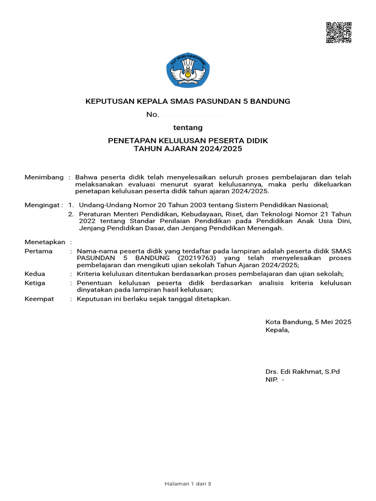 Penetapan Kelulusan | PDF