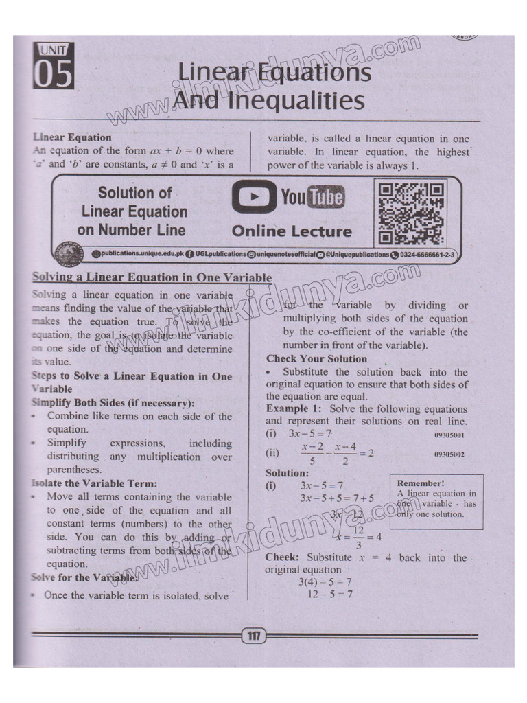 9th Class Math Unique Notes New Syllabus Chapter 5 | PDF