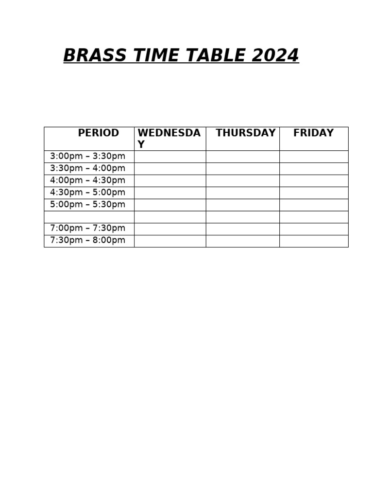 Brass Time Table 2024 | PDF