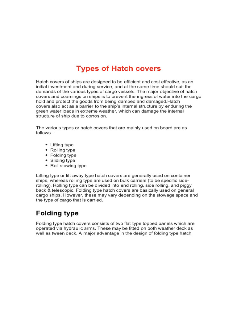 Types of Hatch Covers | PDF