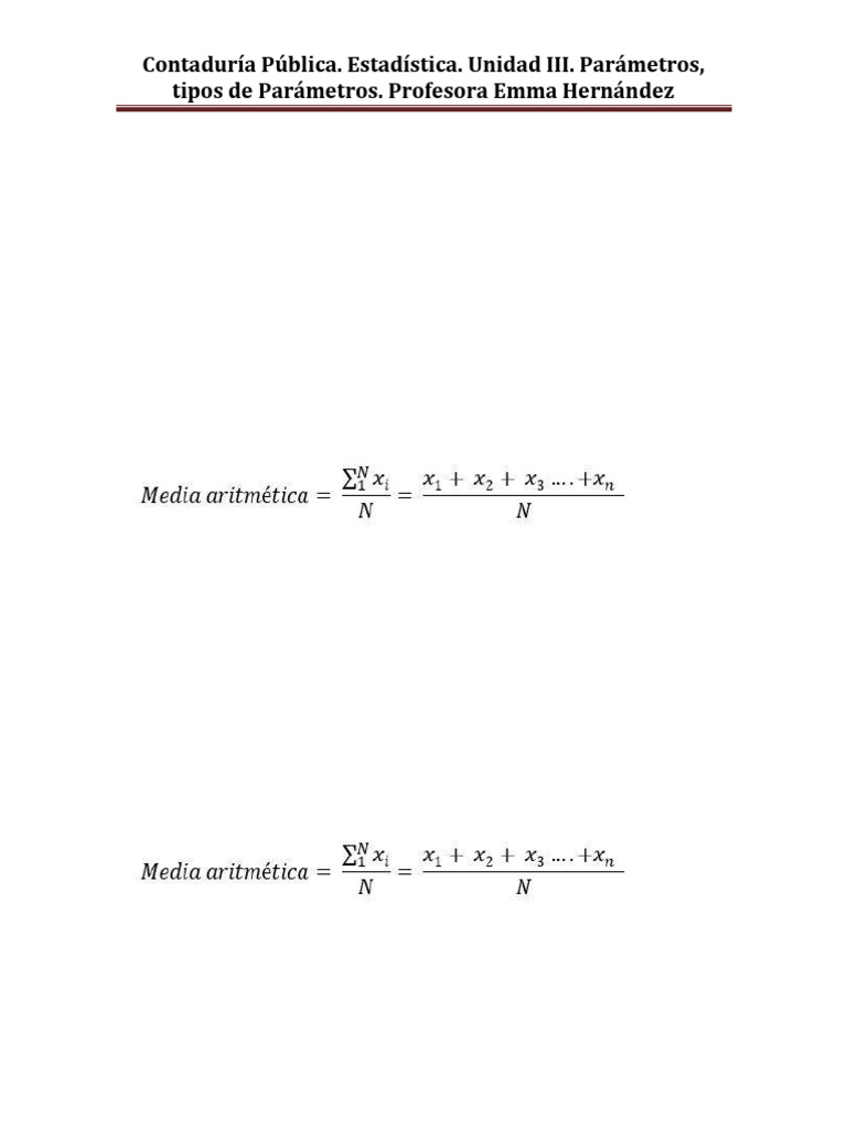 Unidad 3 Estadistica | PDF | Media | Significado aritmetico