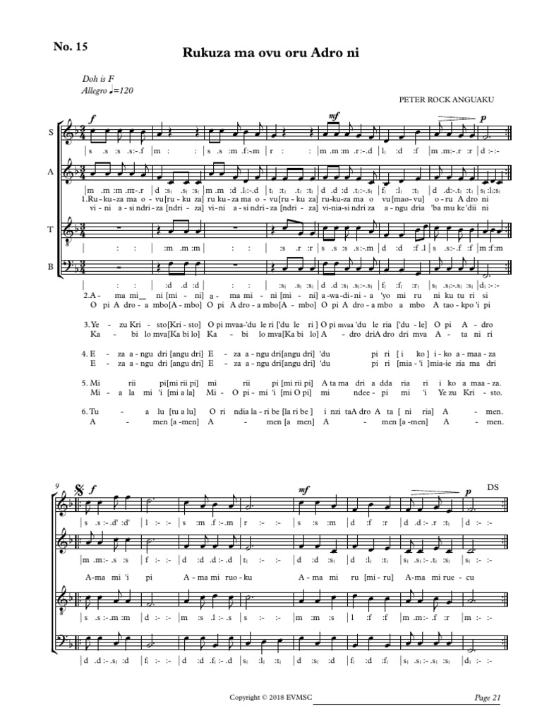 Rukuza Ma Ovu Oru Adro Ni - Full Score | PDF