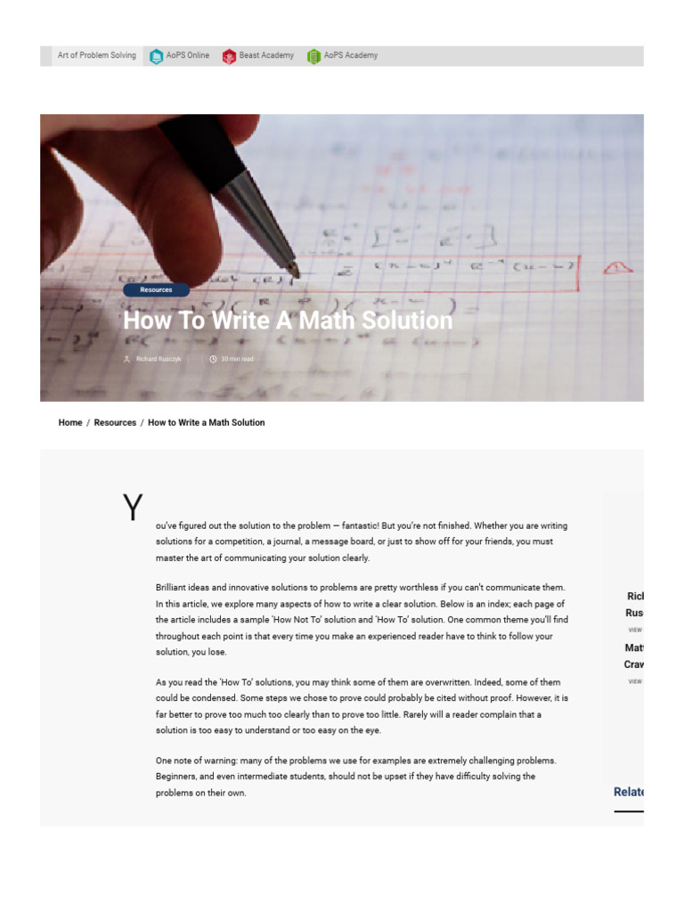 How to Write Clear Math Solutions | PDF | Popular Scholarship ...
