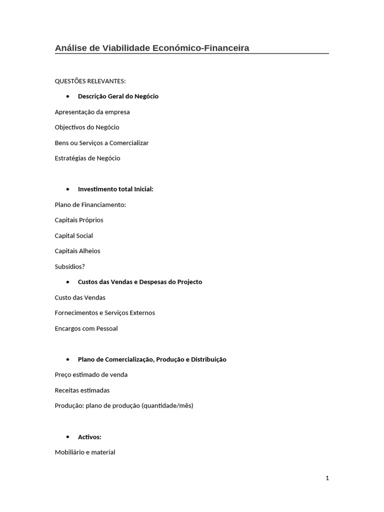 Análise de Viabilidade Económico HD | PDF
