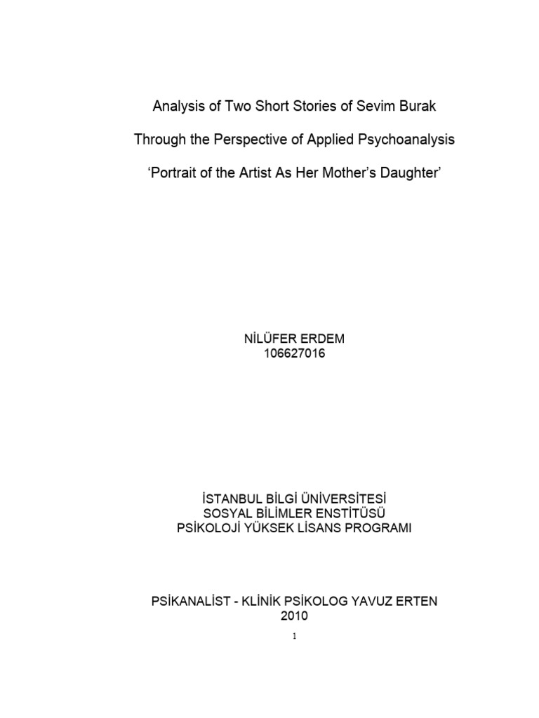 Analysis of Two Short Stories of Sevim Burak Through the Perspective of ...