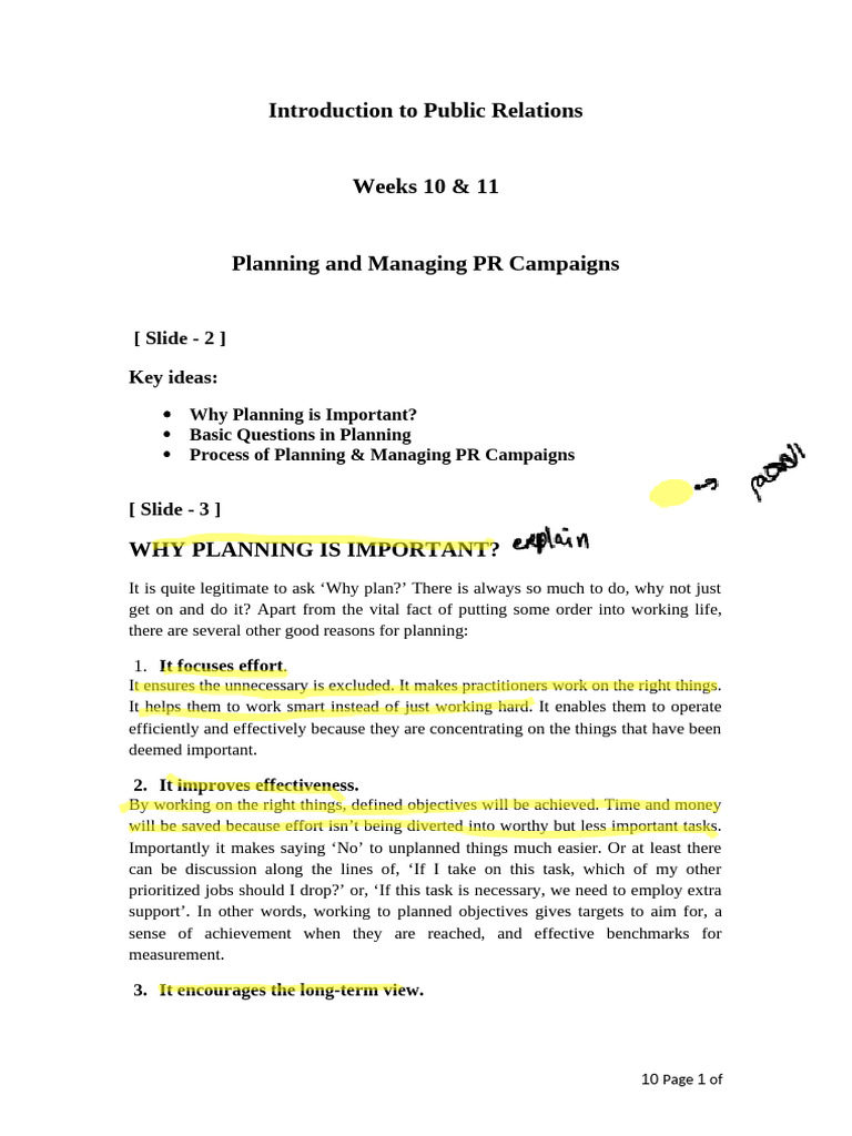 Weeks 10 - 11 - PR Campaigns | PDF | Attitude (Psychology) | Swot Analysis