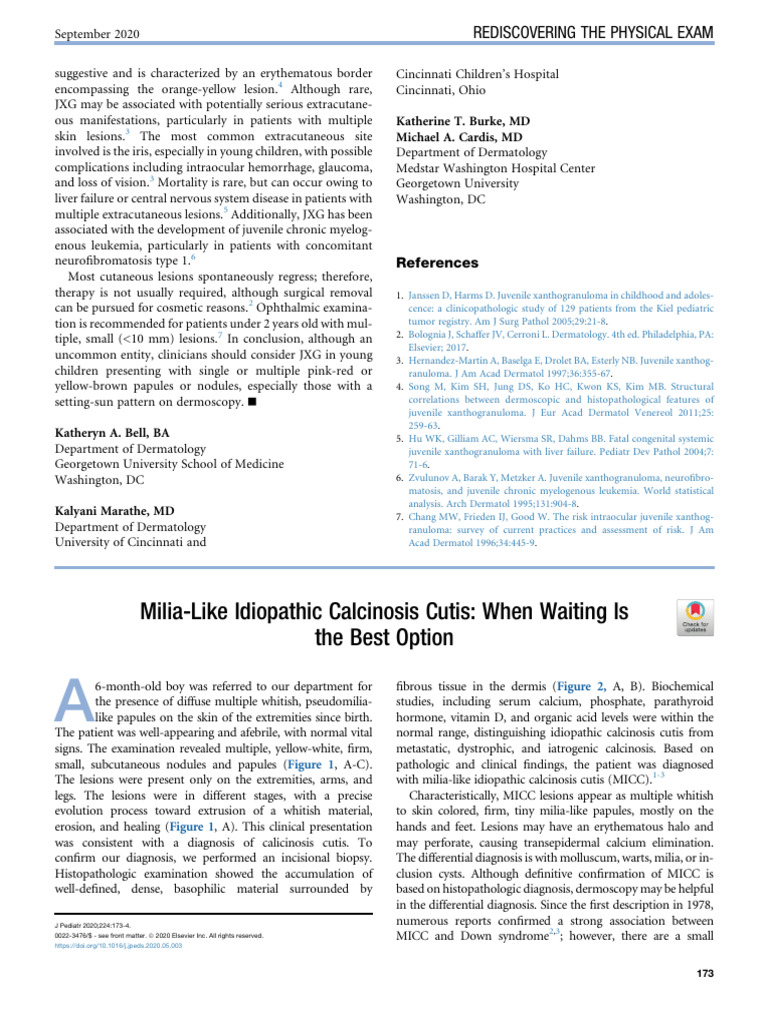 Milia Like Idiopathic Calcinosis Cutis When Waiti | PDF | Diseases And ...