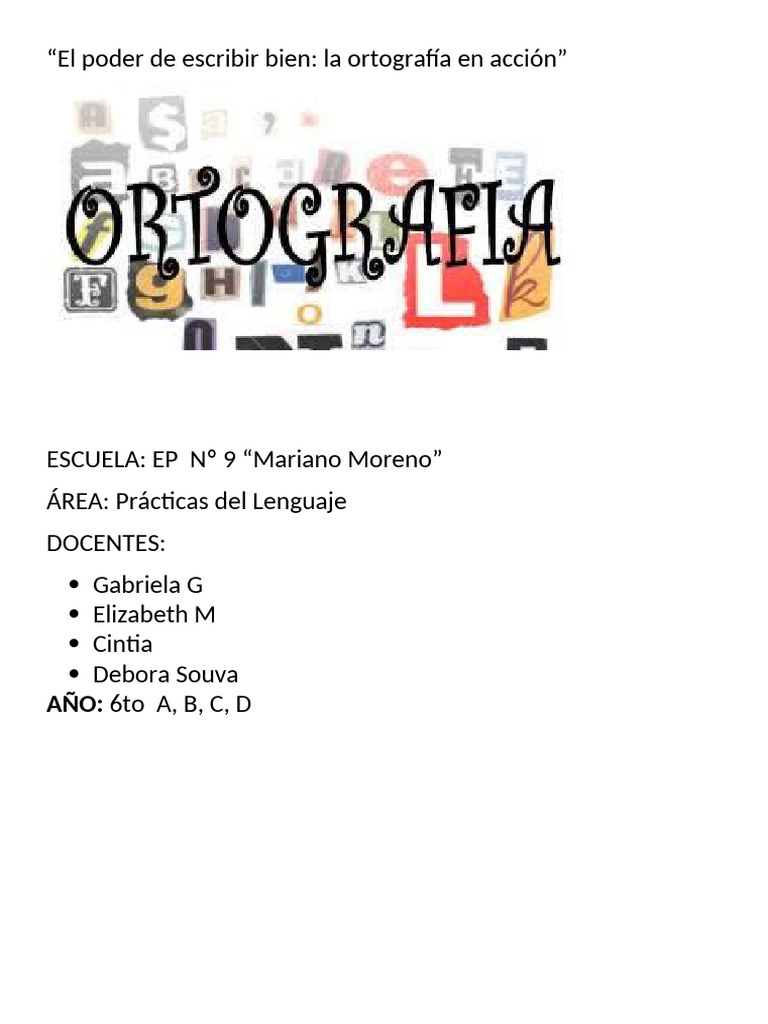 Ortografía en Acción para 6to Grado | PDF