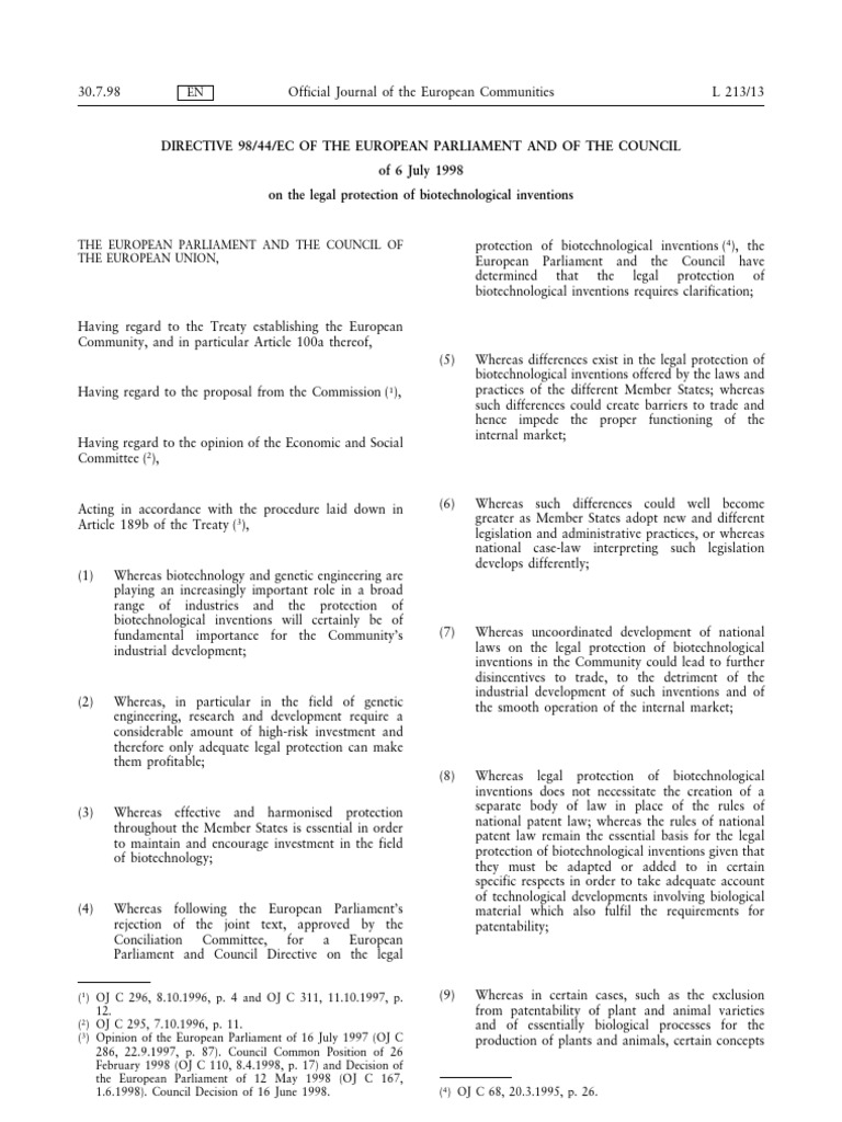 EU Directive | PDF | Patent Application | Patent