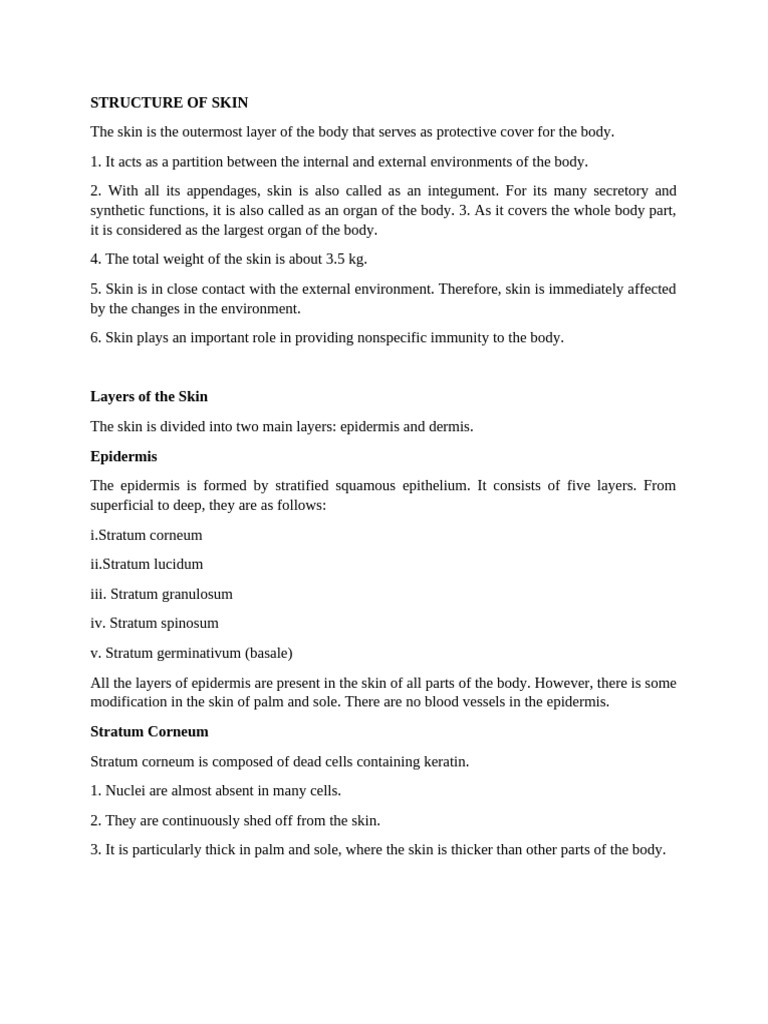 Anatomy and Functions of Skin Layers | PDF | Thermoregulation | Skin