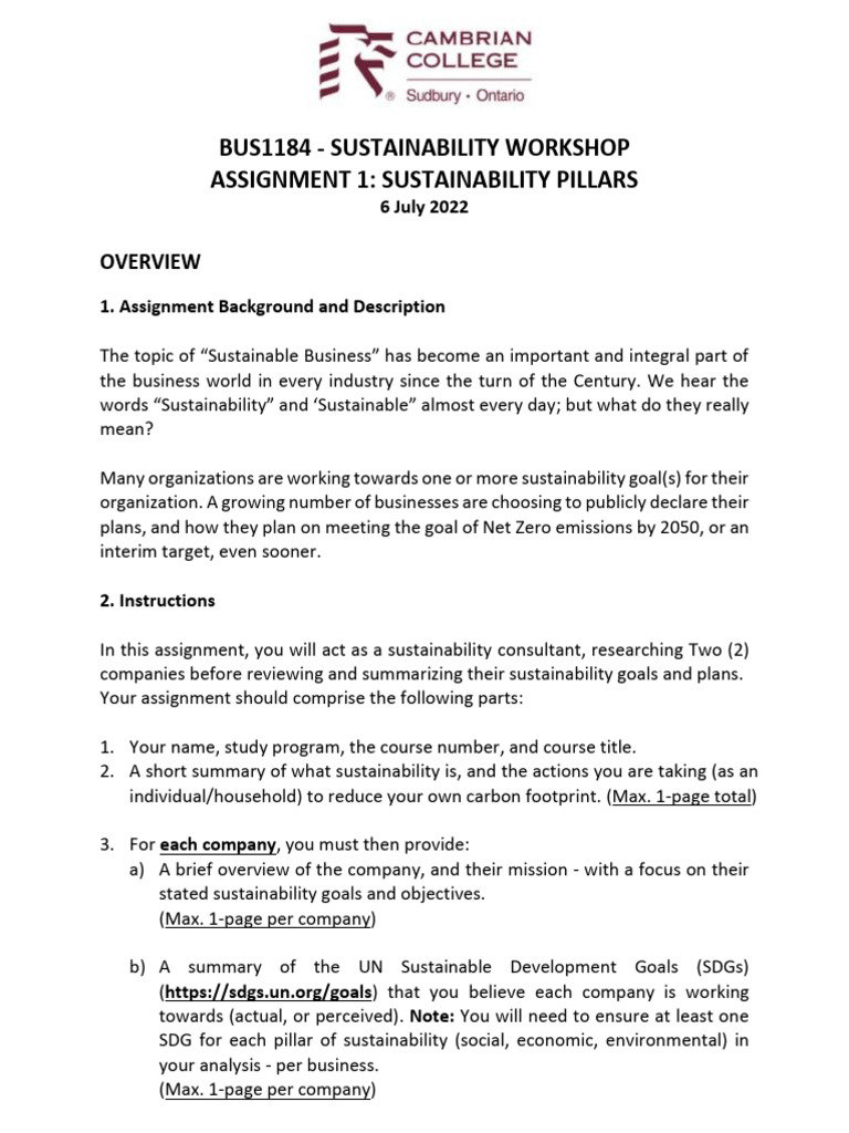 Bus1184 Sustainability Workshop - Assignment One | PDF | Sustainability ...