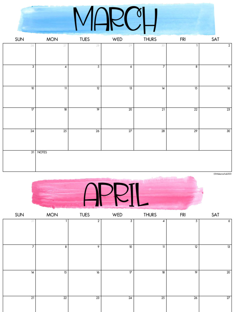 Color Calendar 2024 - March - December | PDF