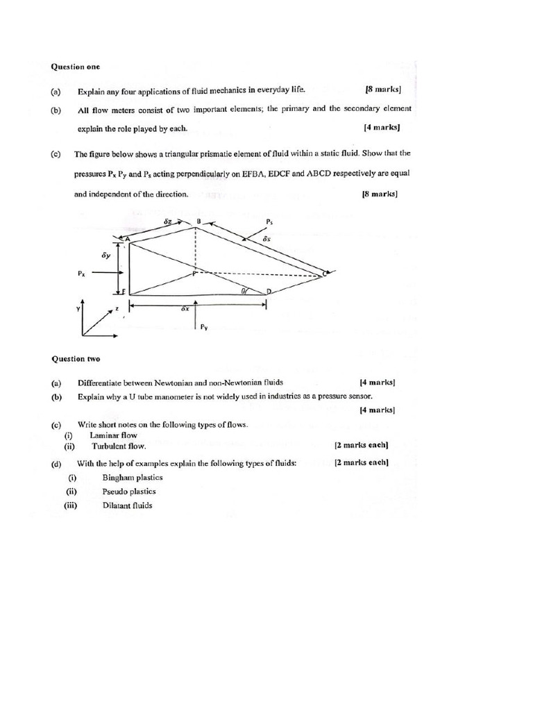 Fluid Mechanics Pprs and Asws | PDF