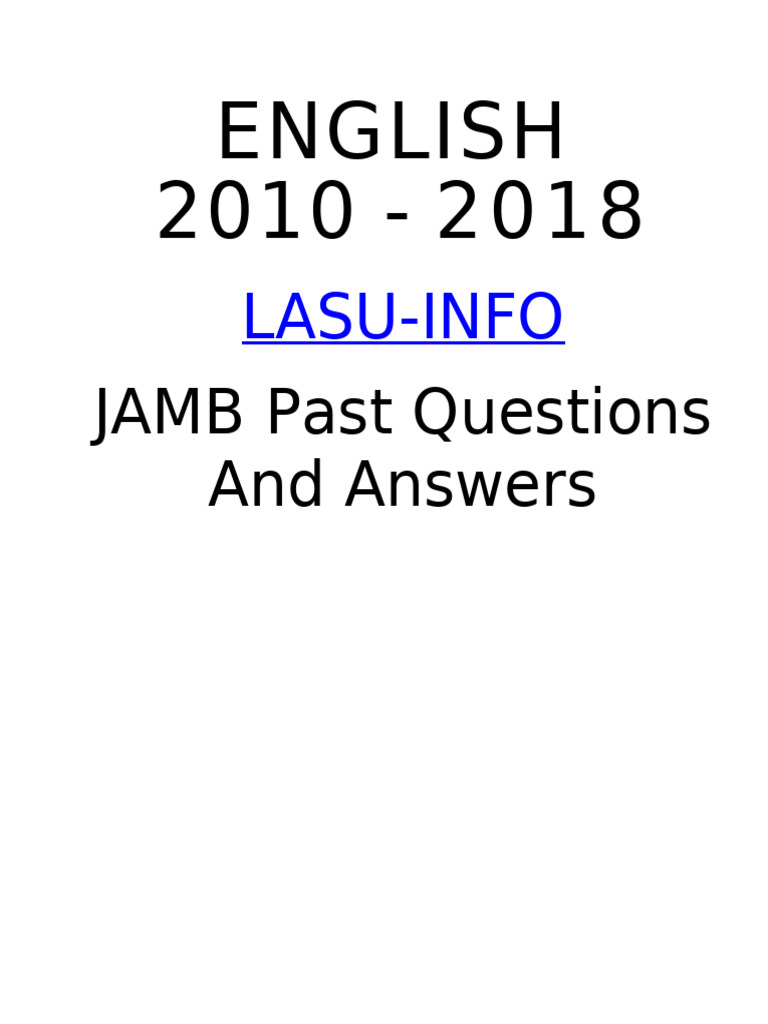 JAMB English Language Past Questions and Answers 2010 2018 | PDF