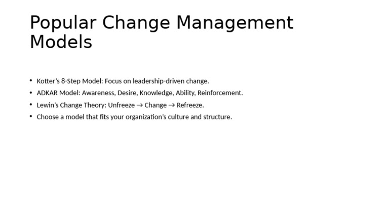 Popular Change Management Models | PDF
