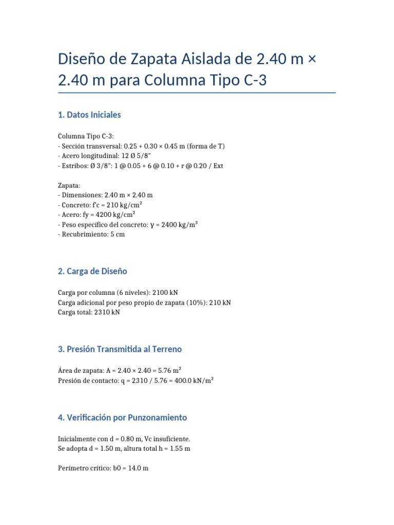 Zapata 240x240 C3 Diseño Completo | PDF