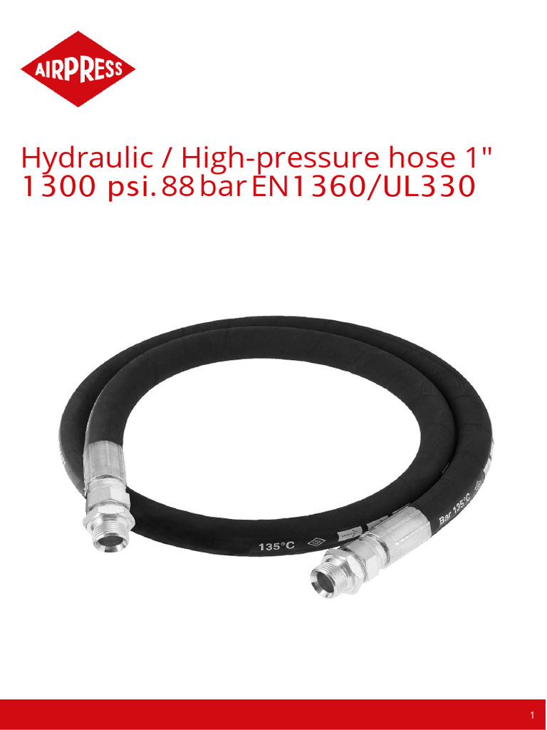 Hydraulic _ High-pressure Hose 1& 1 m Max. 88 Bar en 583 1SN ...