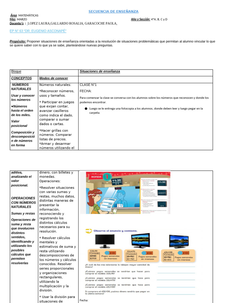 Sec Mat 4º (Marzo) | PDF | Billete de banco
