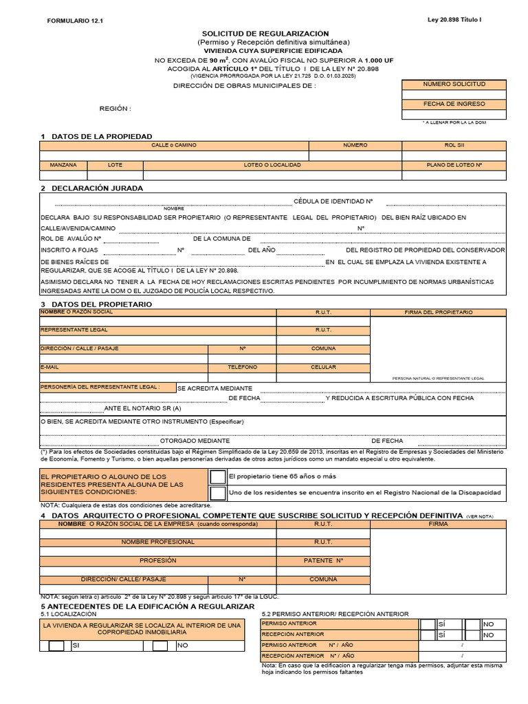 Solicitud Formulario 12.1 Ley 20.898 | PDF | Barrio residencial ...