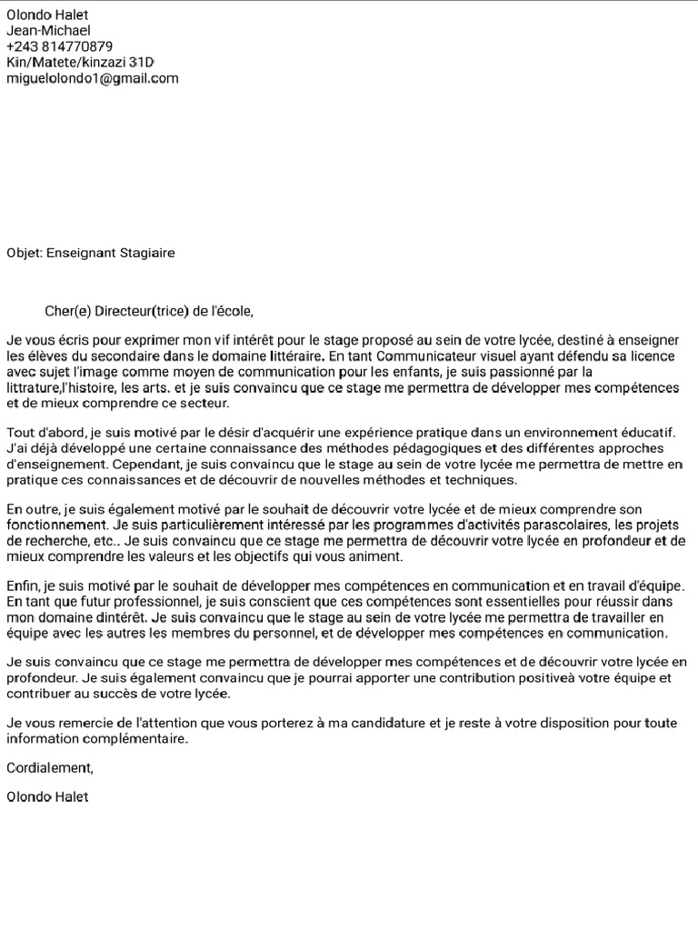 Lettre de Motivation | PDF