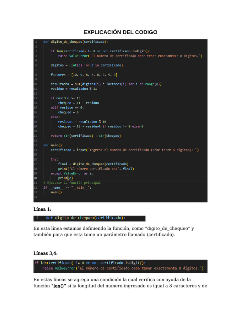 Explicación Del Codigo | PDF