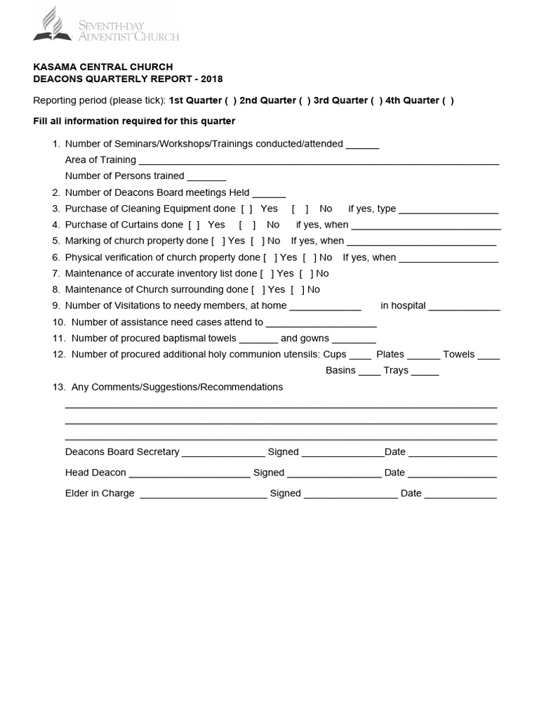 Deacons Report Form | PDF