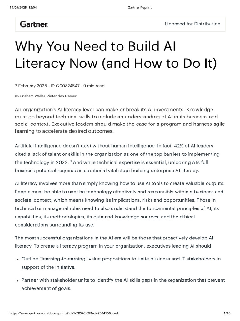 Building AI Literacy for Business Success | PDF | Artificial ...