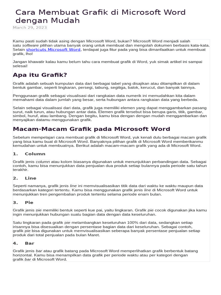 Cara Membuat Grafik Di Microsoft Word Dengan Mudah | PDF
