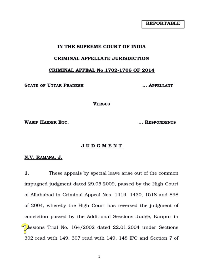 State of Up V Wasif Haider Etc. | PDF | Acquittal | Appeal