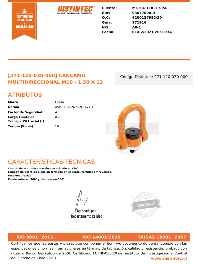 Certificaciones Izaje | PDF | Acero | Aleación