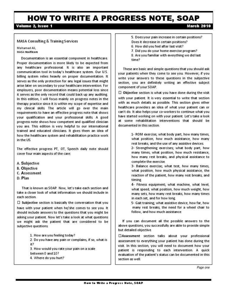 How To Write A SOAP Note-3-10 | PDF | Balance (Ability) | Health Care