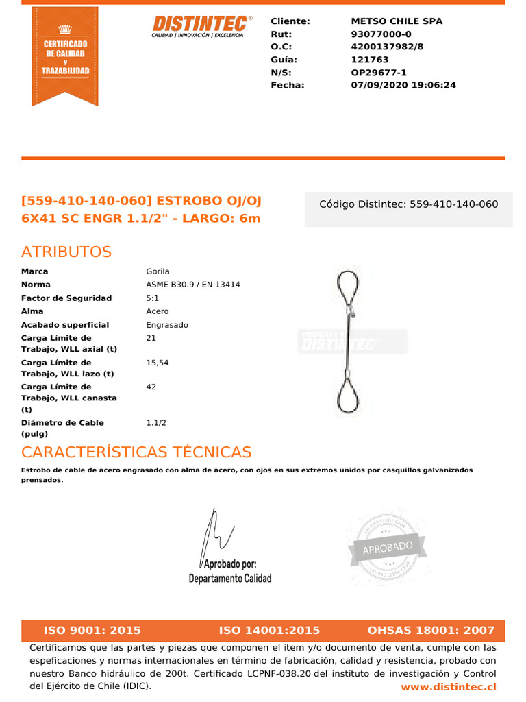 Atributos: (559-410-140-060) ESTROBO OJ/OJ 6X41 SC ENGR 1.1/2" - LARGO ...