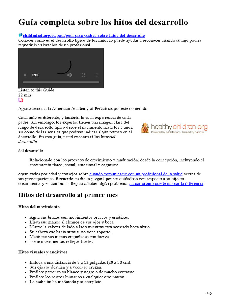 Hitos del desarrollo infantil: guía esencial | PDF | Las emociones | Boca