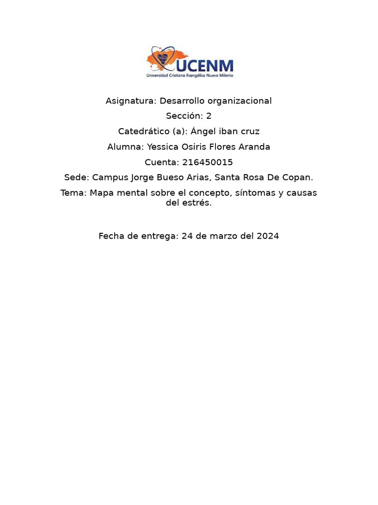 Mapa Mental Sobre El Estres Desarrollo Organizacional | PDF