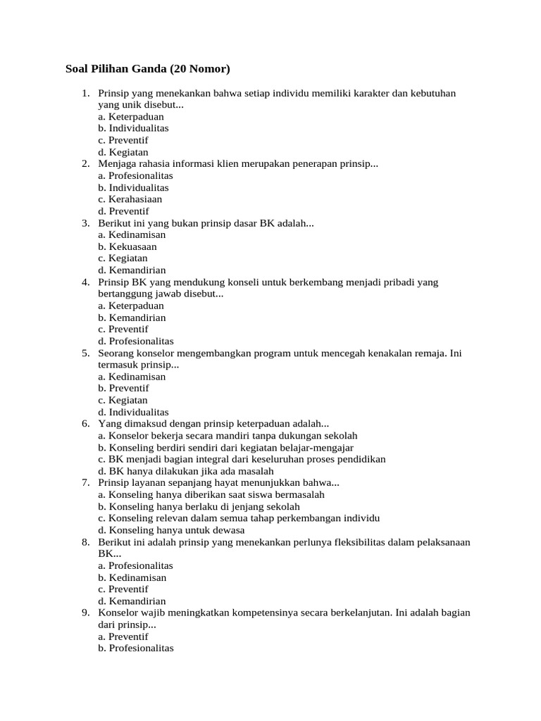 Soal Prinsip BK | PDF