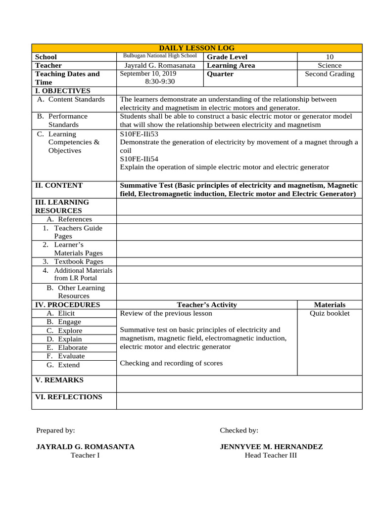 DLL On Summative Test DLL | PDF