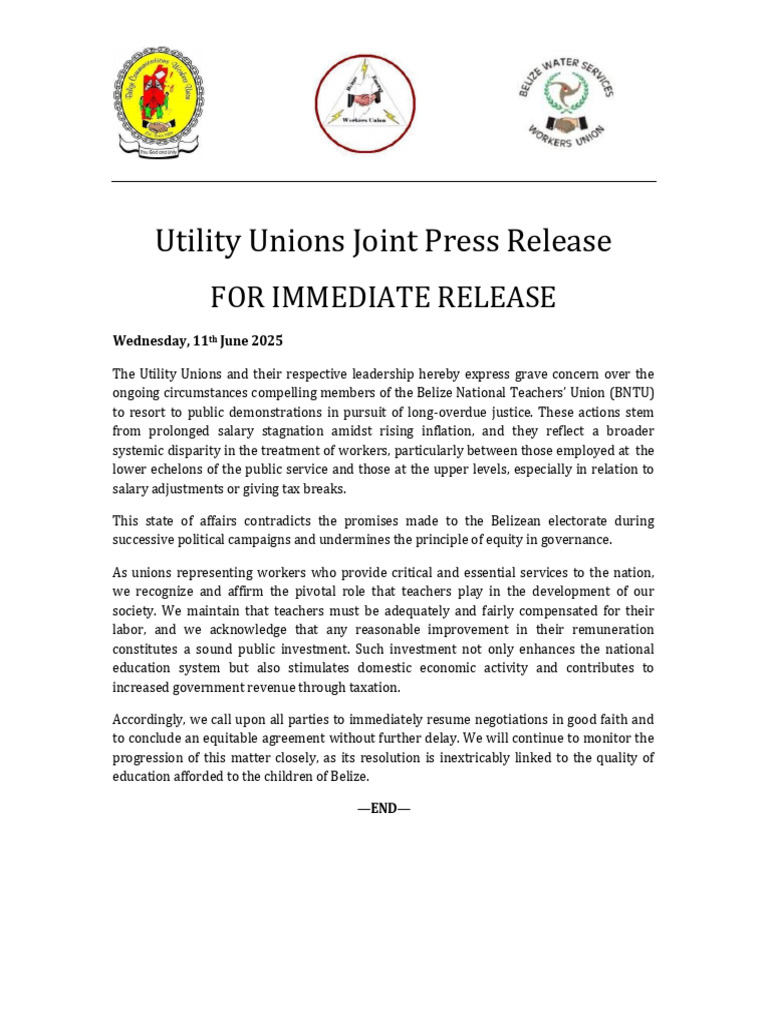 Utility Unions Joint Press Release | PDF