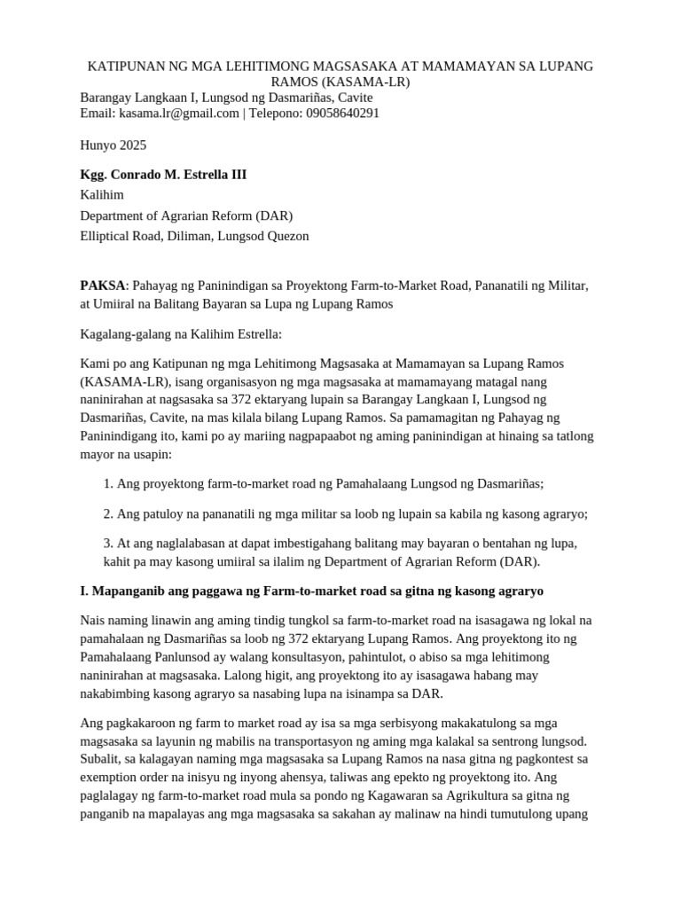 Pahayag NG Paninindigan Laban Sa Militarisasyon | PDF