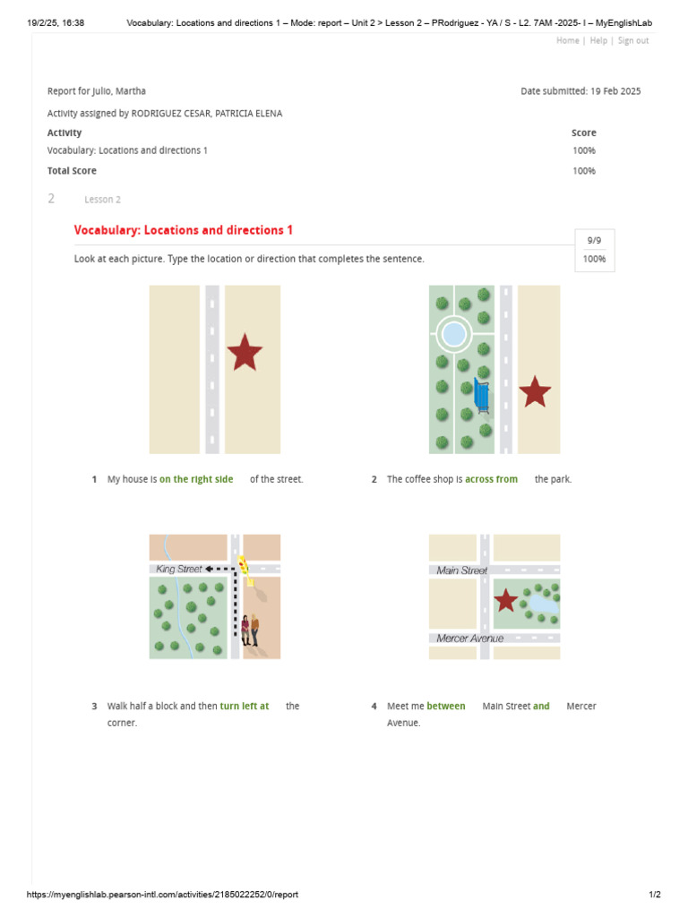 Vocabulary - Locations and Directions 1 - Mode - Report - Unit 2 ...