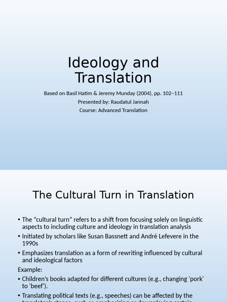 Ideology's Role in Translation Practices | PDF | Postcolonialism ...