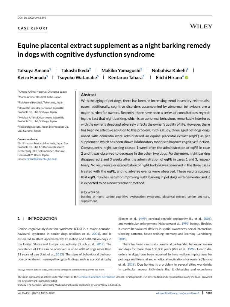 Equine Placental Extract Supplement As A Night Barking Remedy | PDF ...
