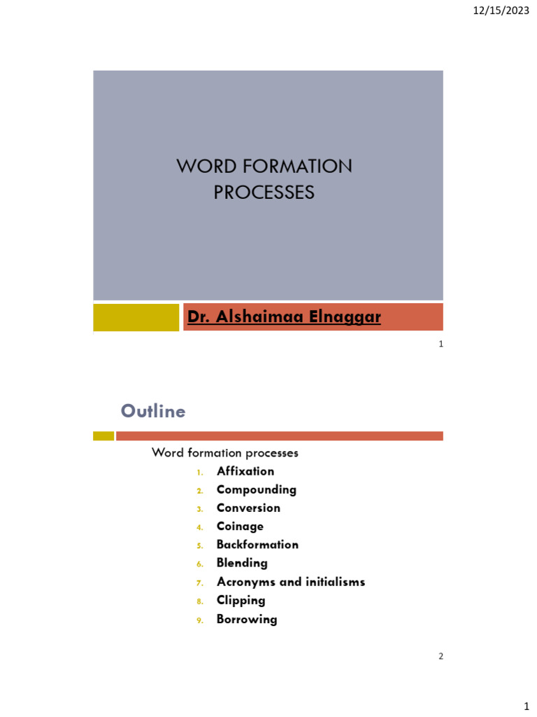 Week6-Word Formation Processes | PDF | Acronym | Word