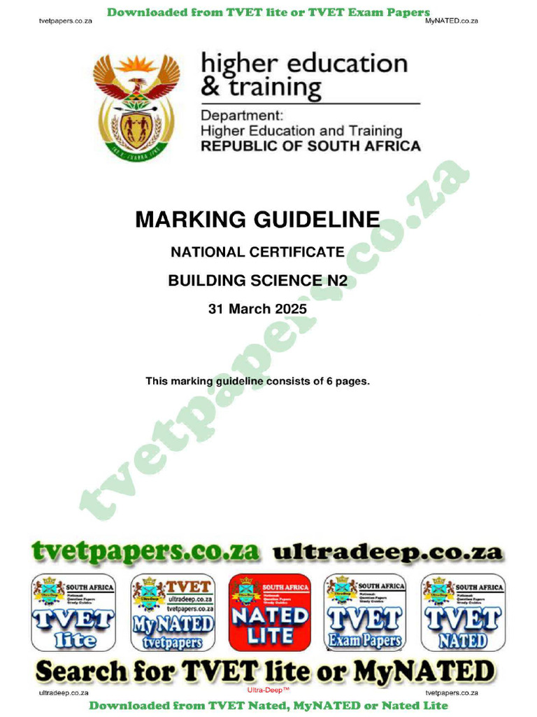 t240 - Building Science n2 Memo Apr 2025 - Tvetpapers - Co.za | PDF