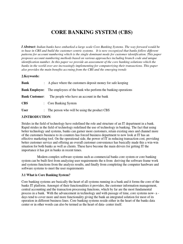 Core Banking System | PDF | Banks | Computer Engineering