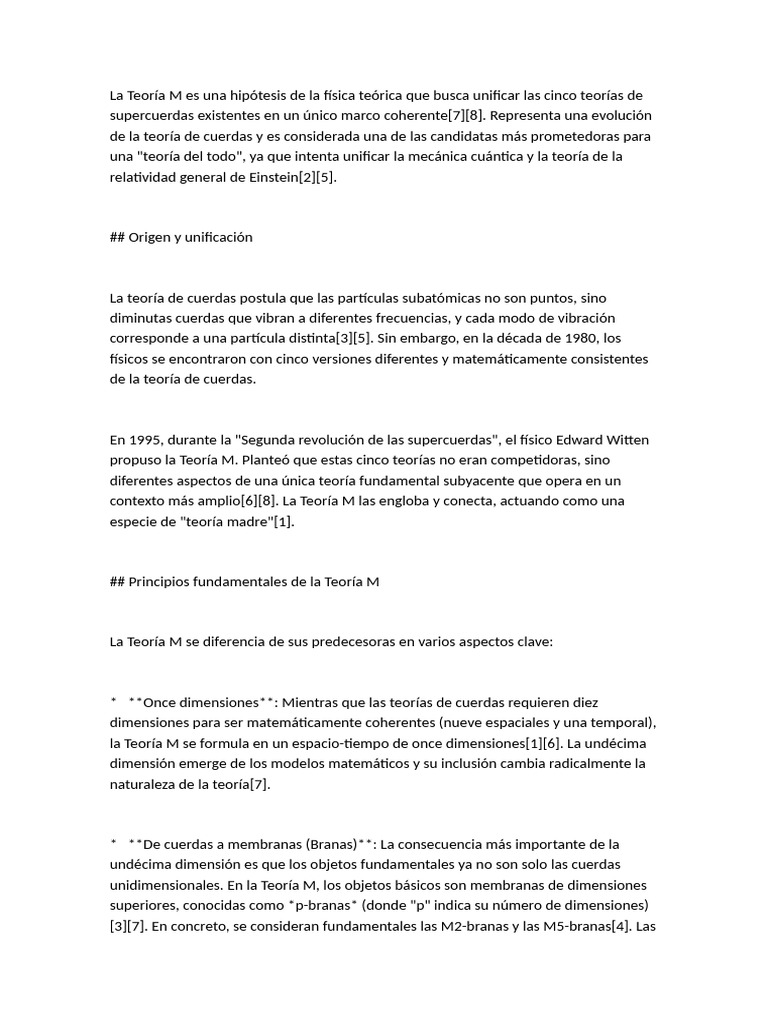 Teoría M: Unificación en 11 dimensiones | PDF | Teoria de las cuerdas ...