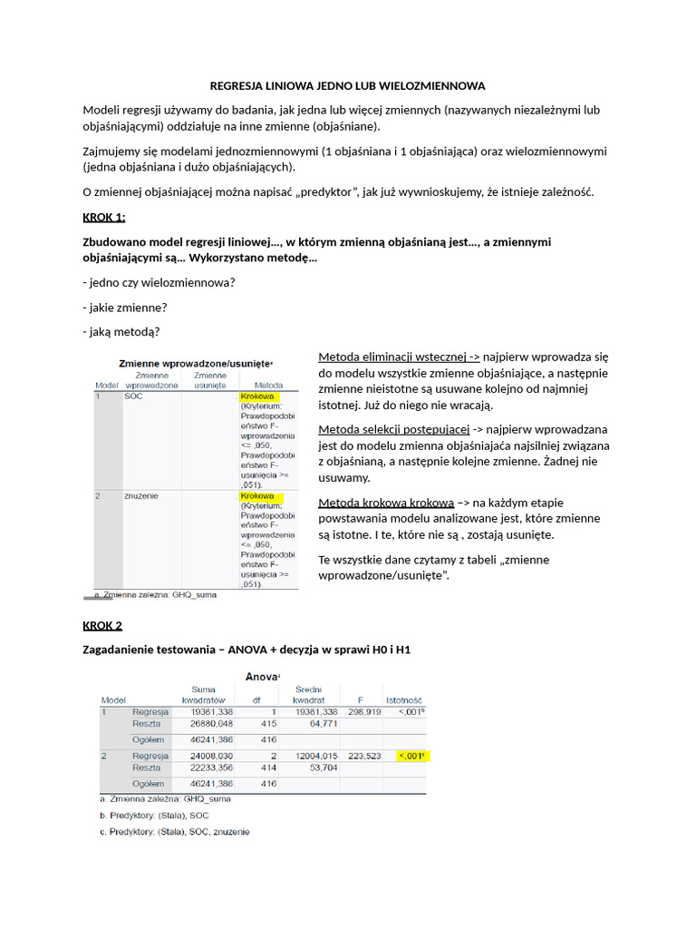 Test Regresja Liniowa | PDF
